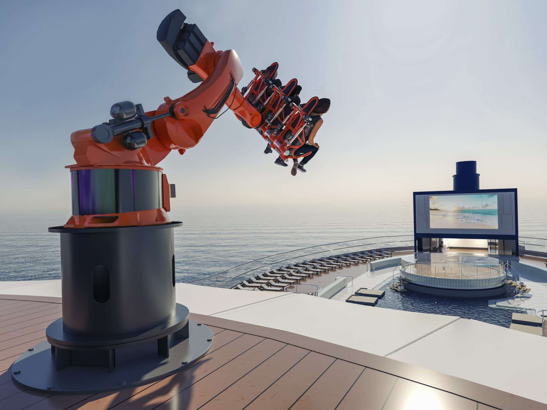 Robotron wirbelt die Gäste über das Deck der MSC Seascape | Crucero